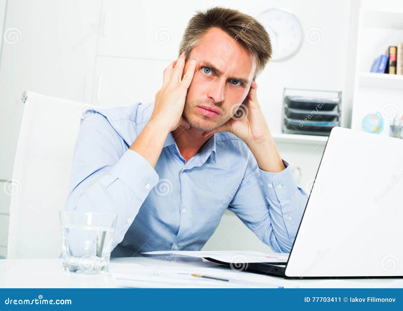 Frustrated Man Working on Laptop Stock Image - Image of casual, manager ...