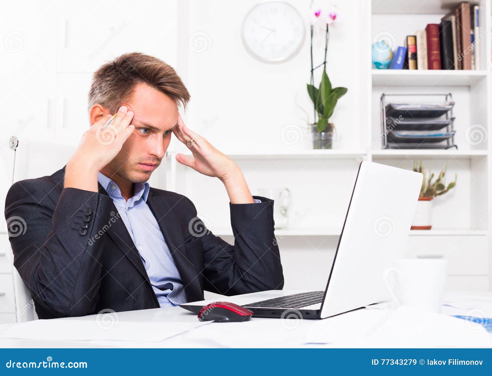 Frustrated Man Working on Laptop Stock Image - Image of manager ...