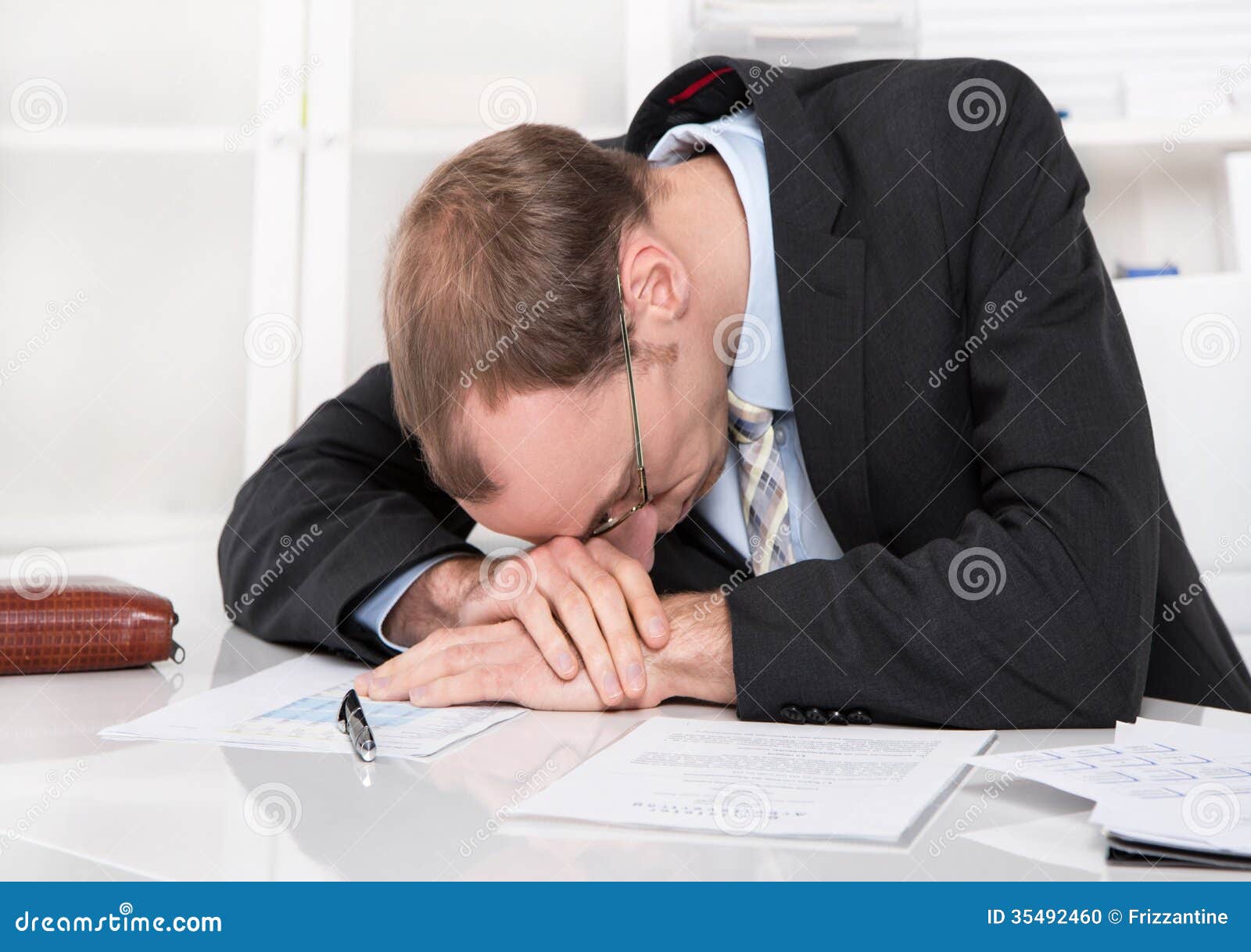 Frustrated Manager with Crisis Sleeping at Desk. Stock Photo - Image of ...