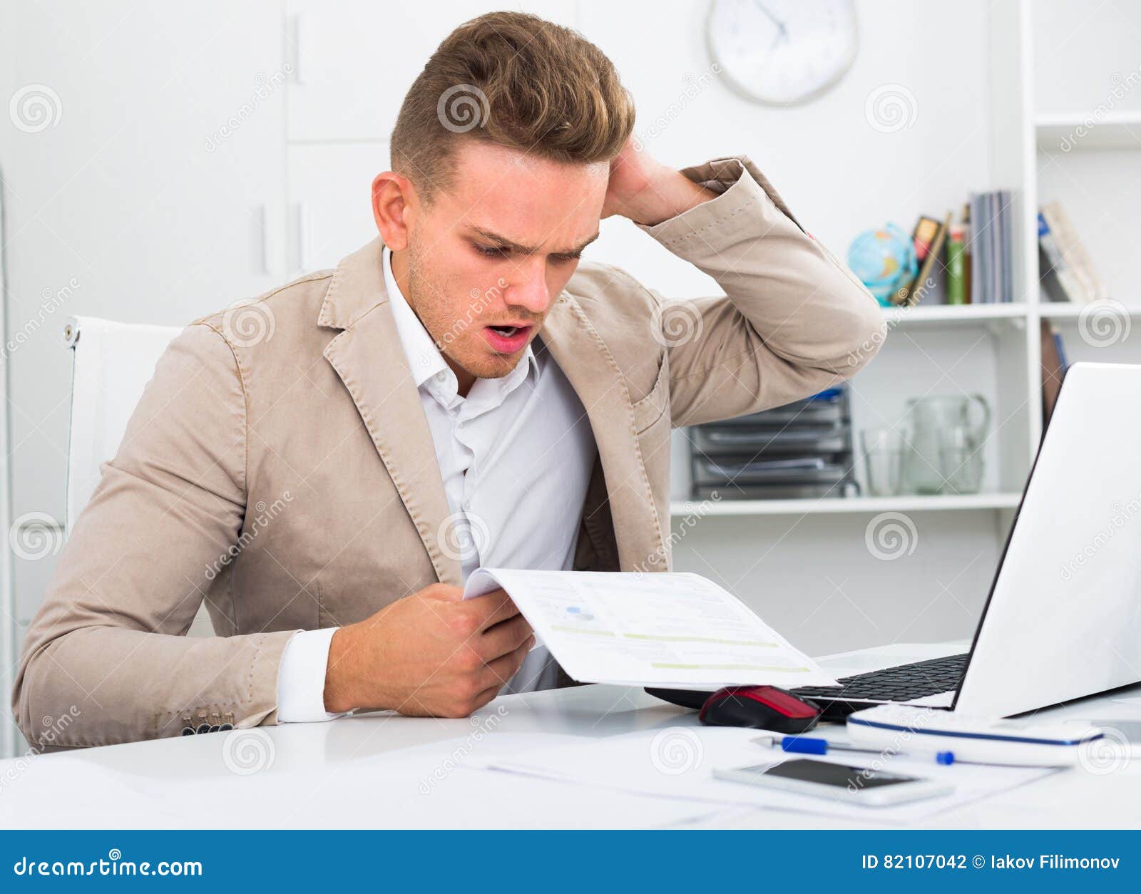 Frustrated Manager Doing Paperwork at Office Stock Photo - Image of ...