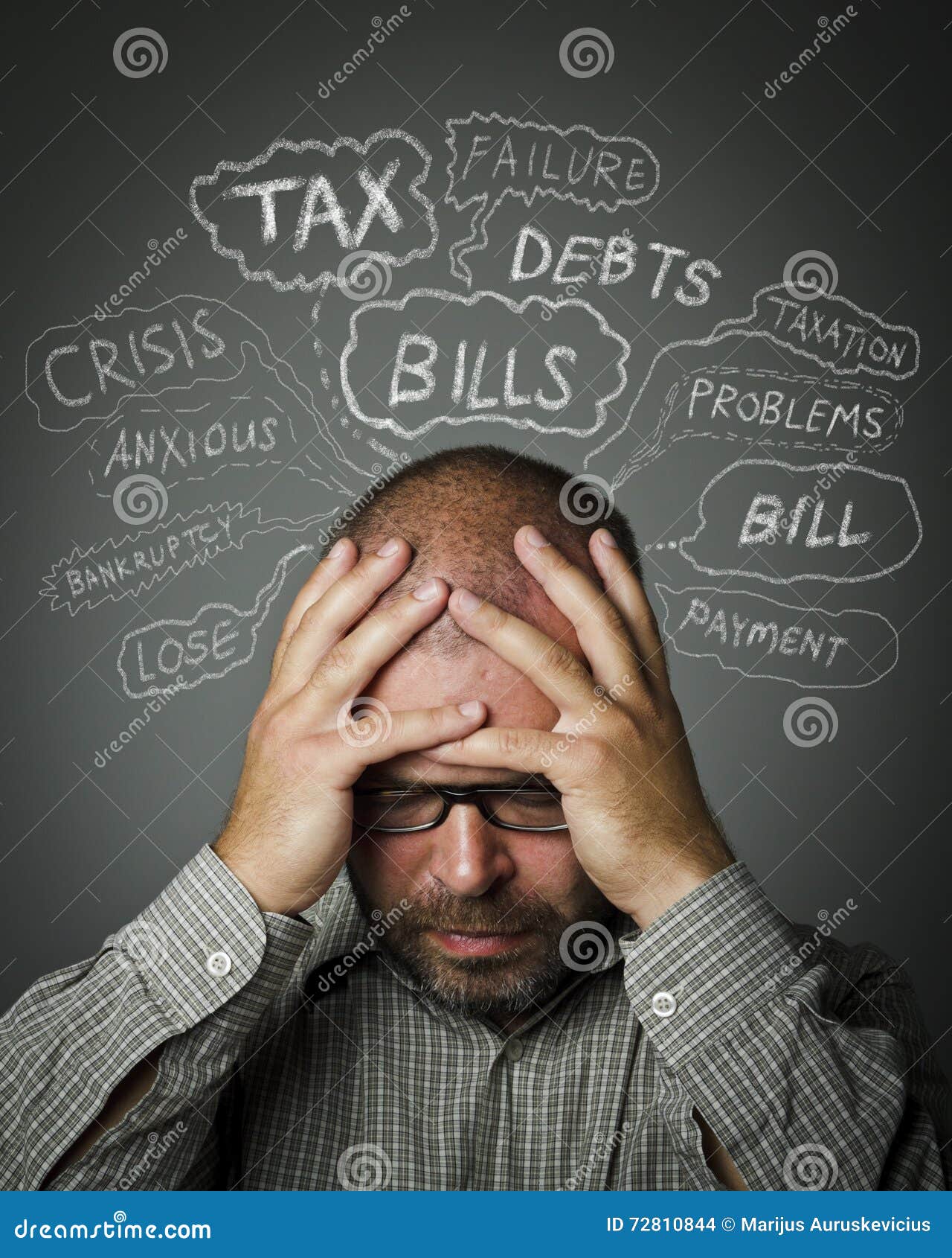 Frustrated. Many problems. stock photo. Image of expression - 72810844