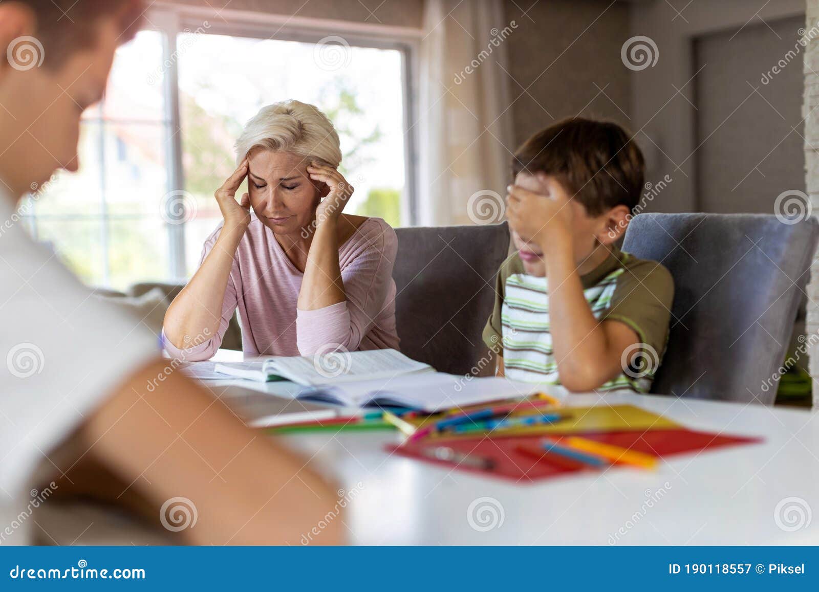 Frustrated Mother and Son Over Homework Stock Image - Image of parent ...