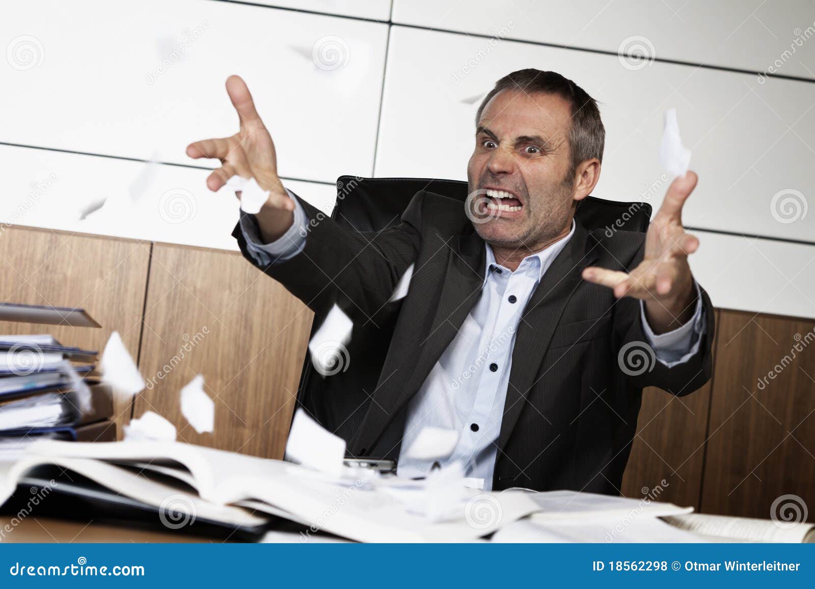 Frustrated Office Manager Tearing Document. Stock Photo - Image of ...