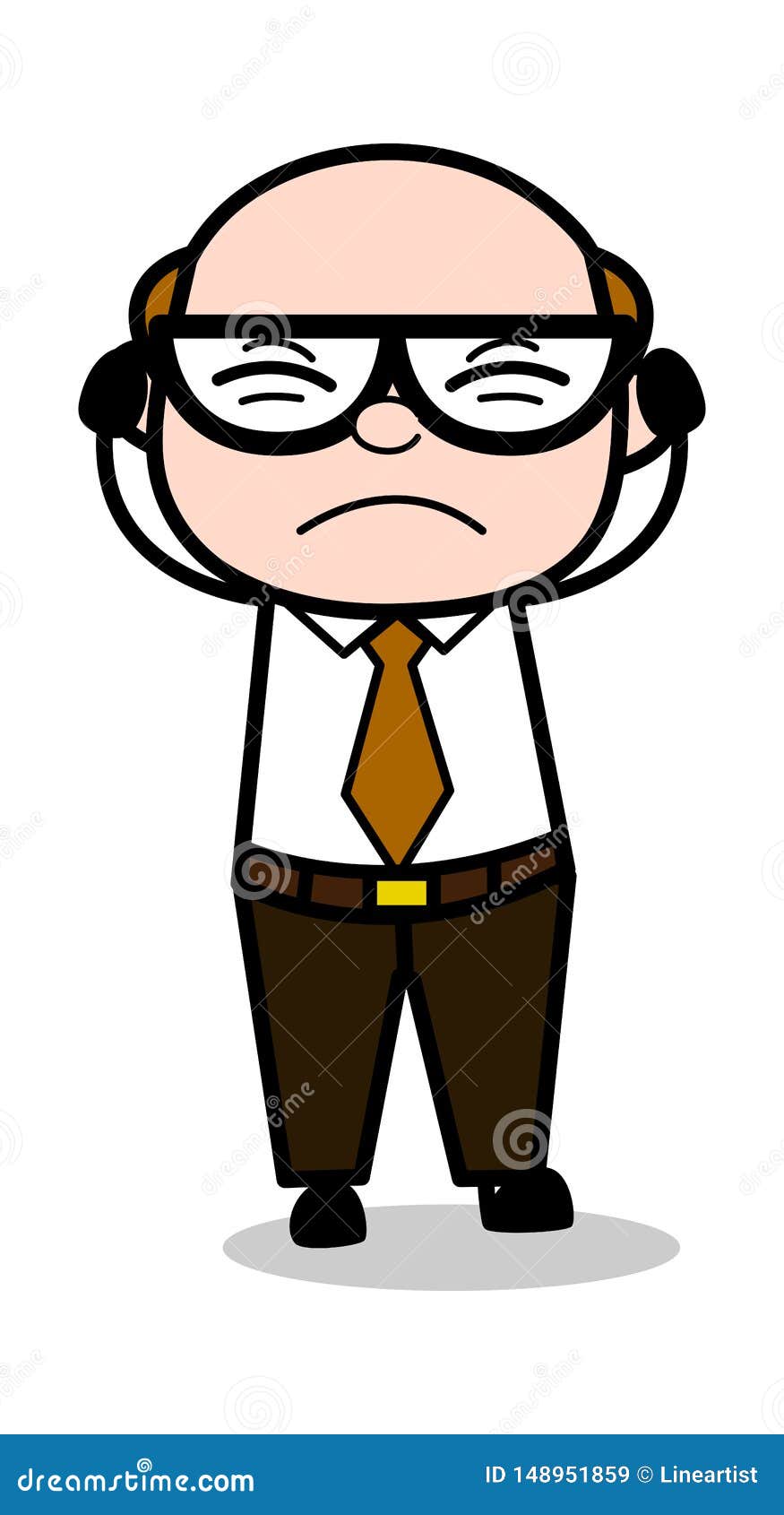 Frustrated - Retro Cartoon Office Old Boss Man Vector Illustration ...