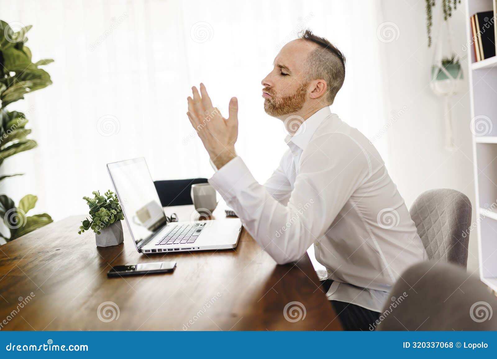 Frustrated and Sad Man Working on Laptop at Home Stock Photo - Image of ...
