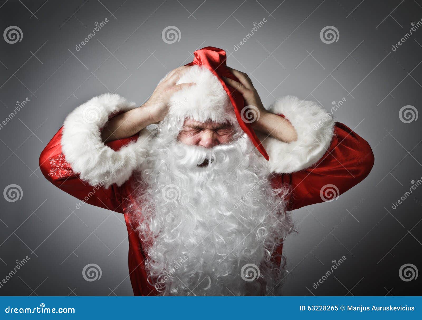 Frustrated Santa Claus stock image. Image of stress, loneliness - 63228265