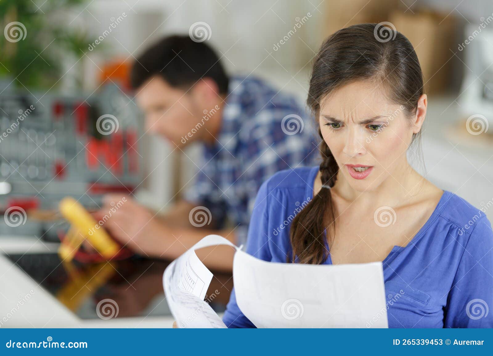 Frustrated Shocked Women Looking at Expensive Bill Stock Image - Image ...
