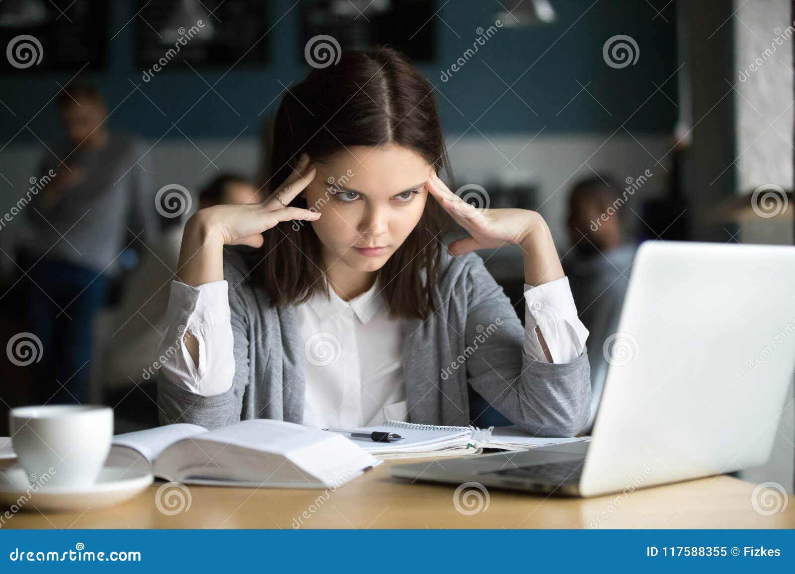 Frustrated Stressed Student Learning Difficult Exam with Laptop Stock ...