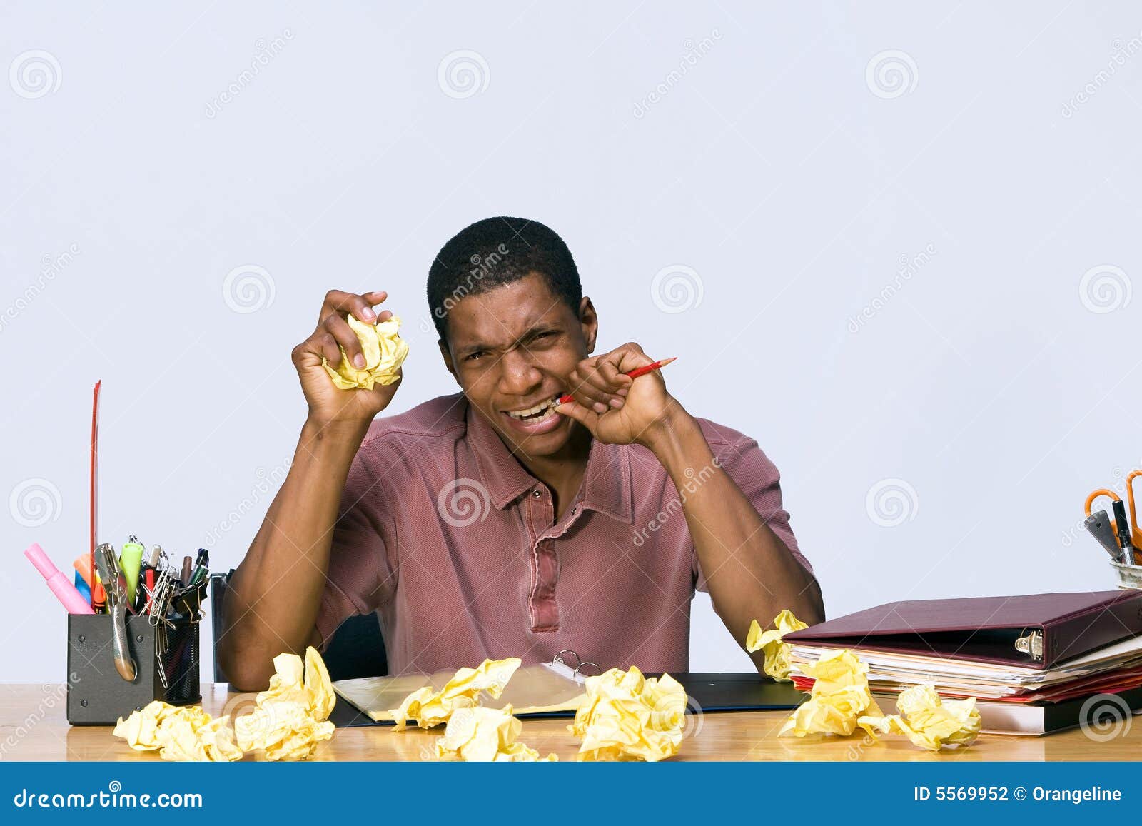 Frustrated Student Crumples Paper - Horizontal Stock Photo - Image of ...