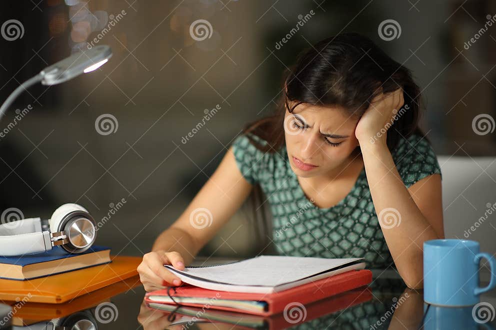Frustrated Student in the Night Trying To Memorize Stock Image - Image ...