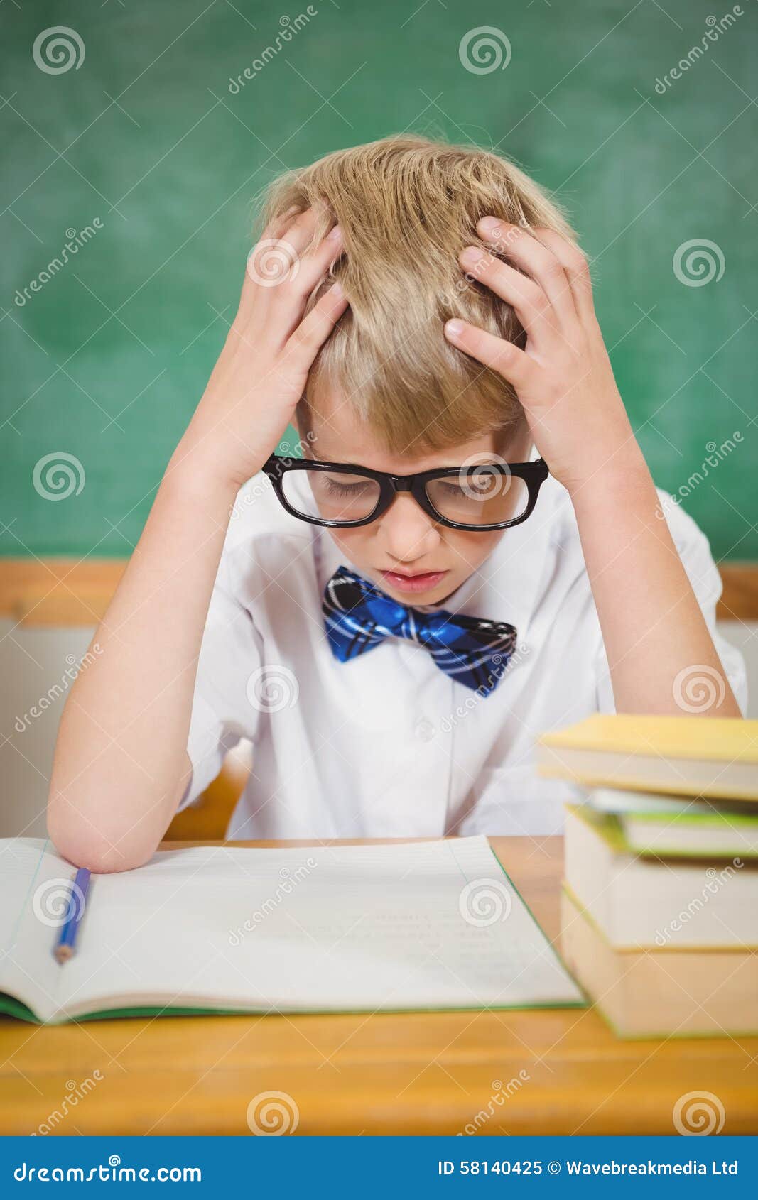 Frustrated Student Reading Books Stock Image - Image of person ...