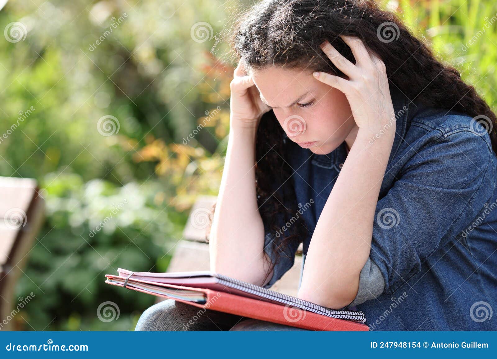 Frustrated Student Trying To Understand Lesson in a Park Stock Photo ...
