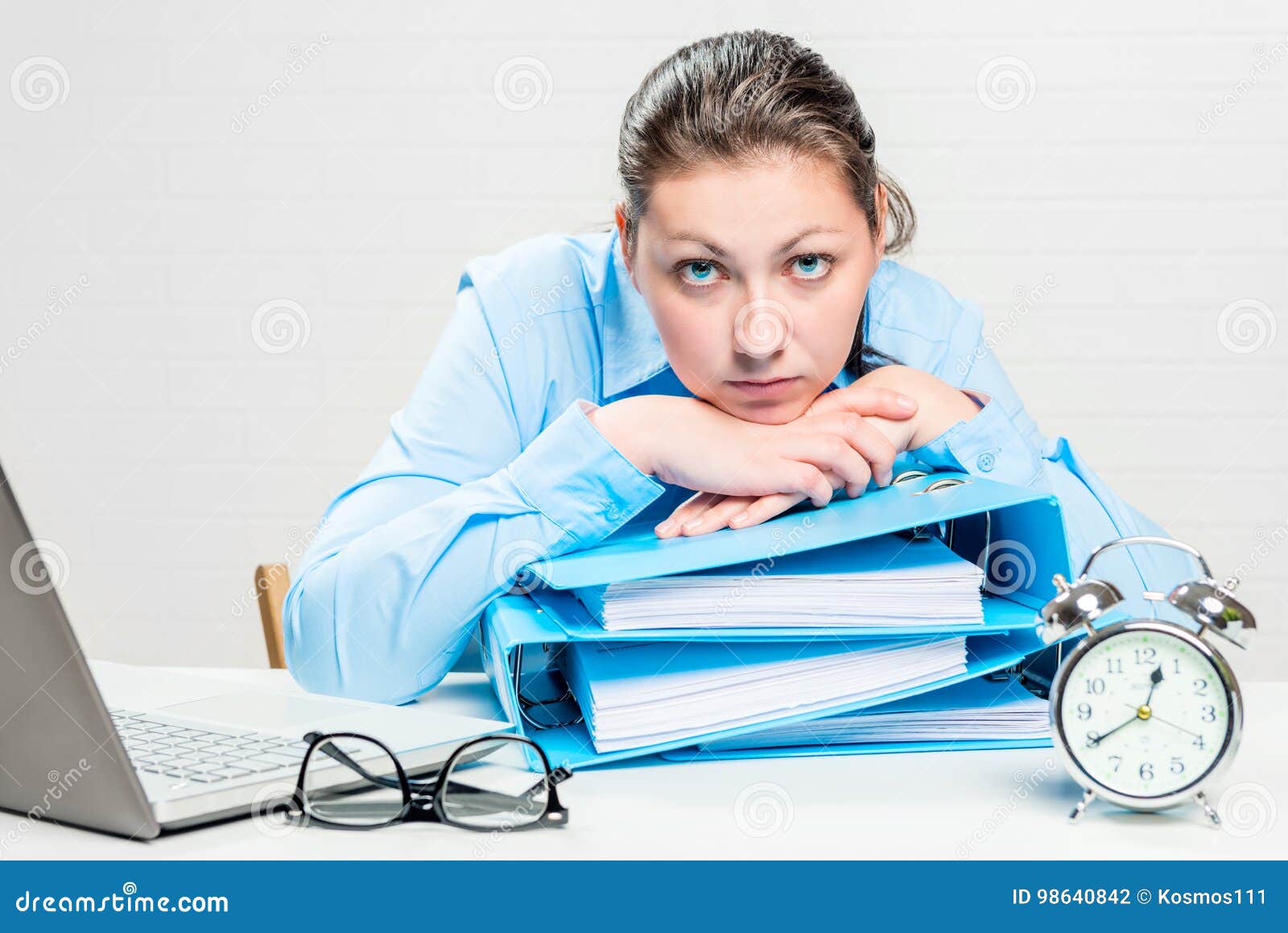 A Frustrated and Tired Accountant with Folders Works Stock Photo ...
