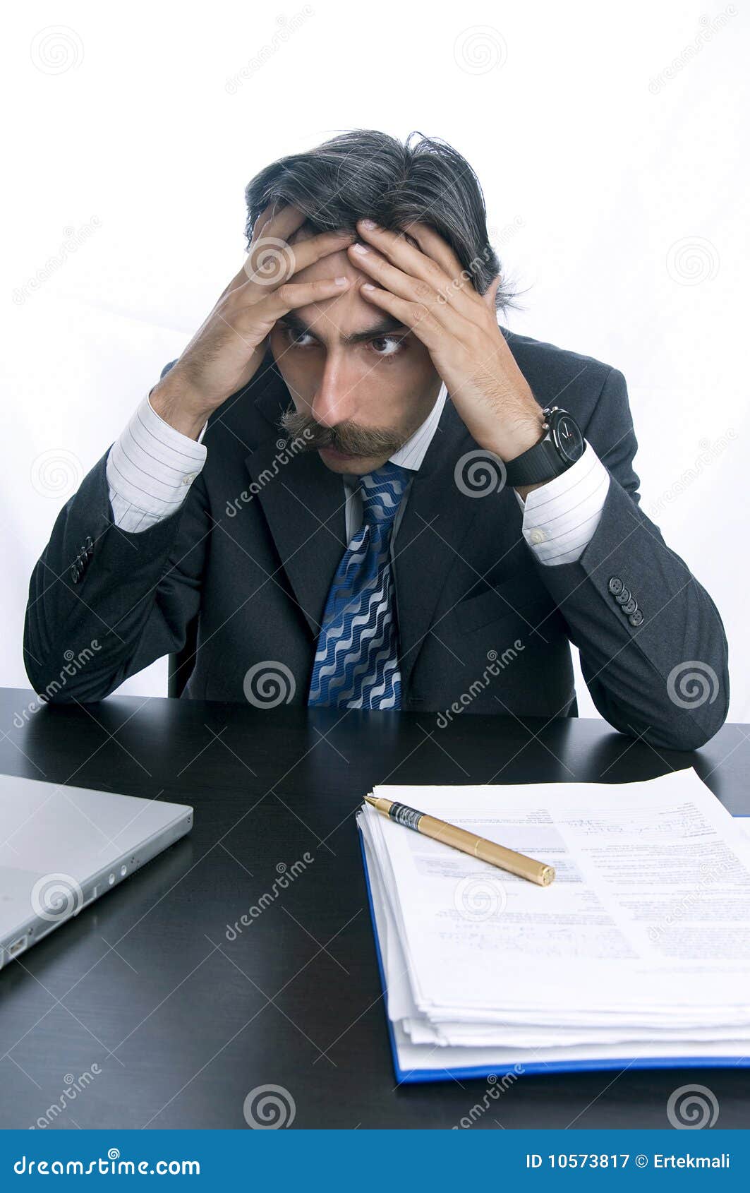 Frustrated, Upset Businessman at His Desk Stock Image - Image of paper ...