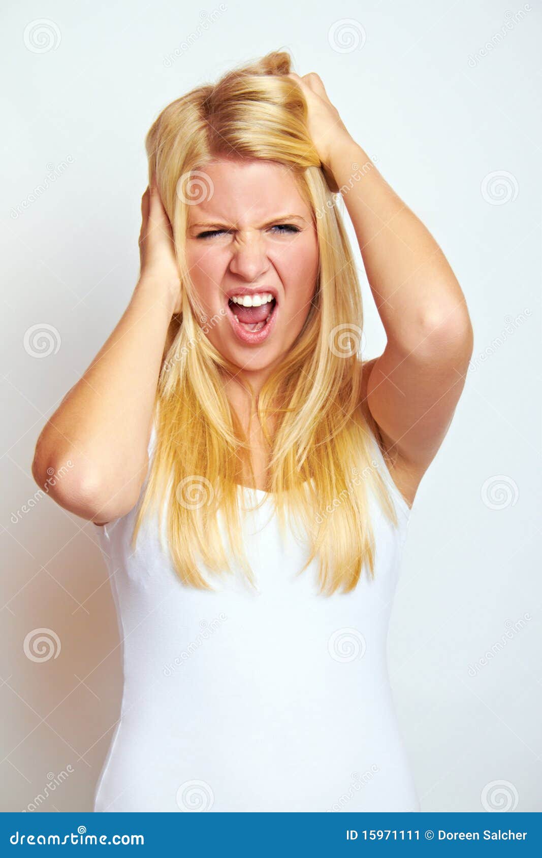 Frustrated woman stock image. Image of scream, pretty - 15971111