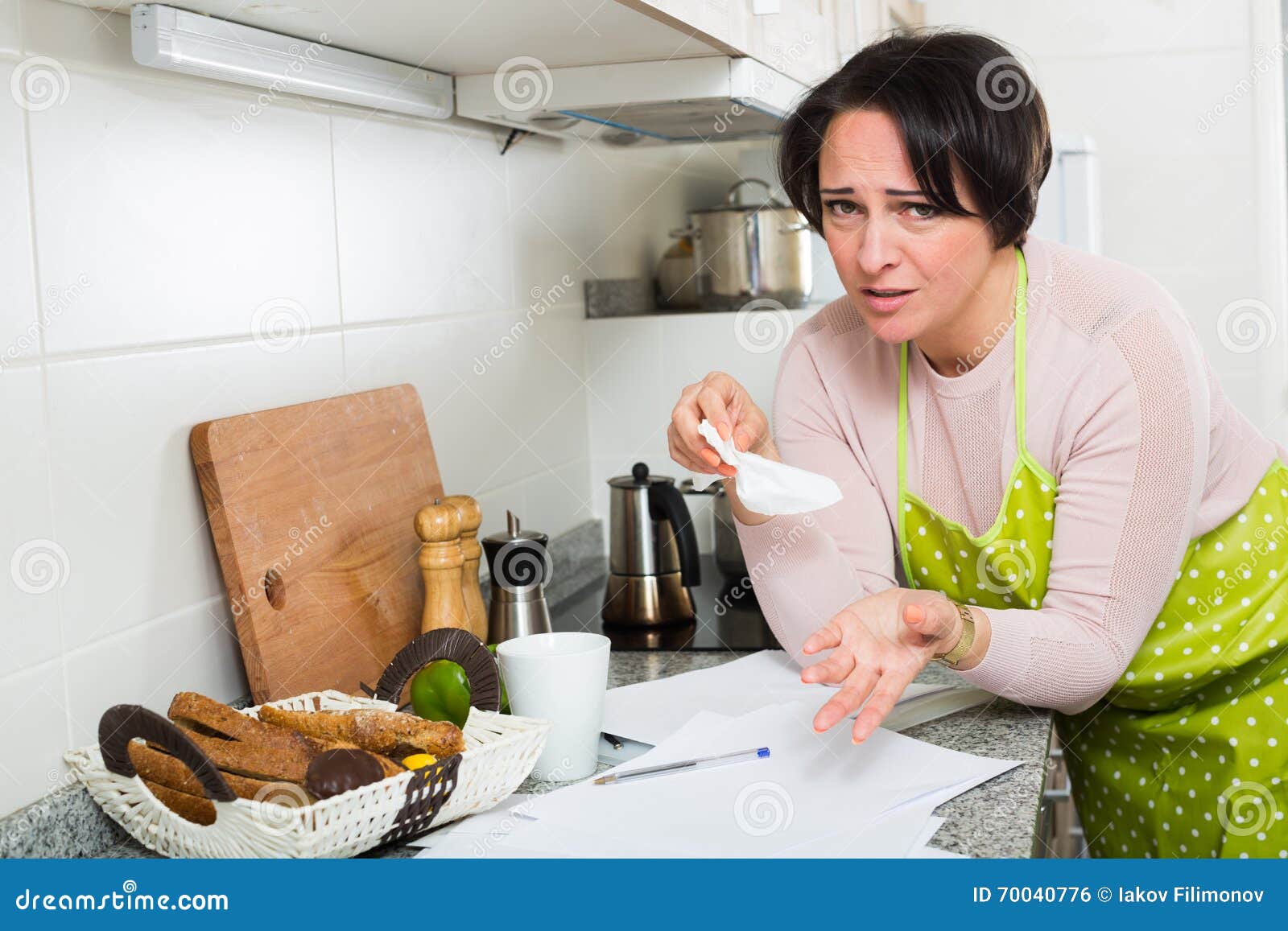 Frustrated Woman Crying Over Banking Papers Stock Photo - Image of ...