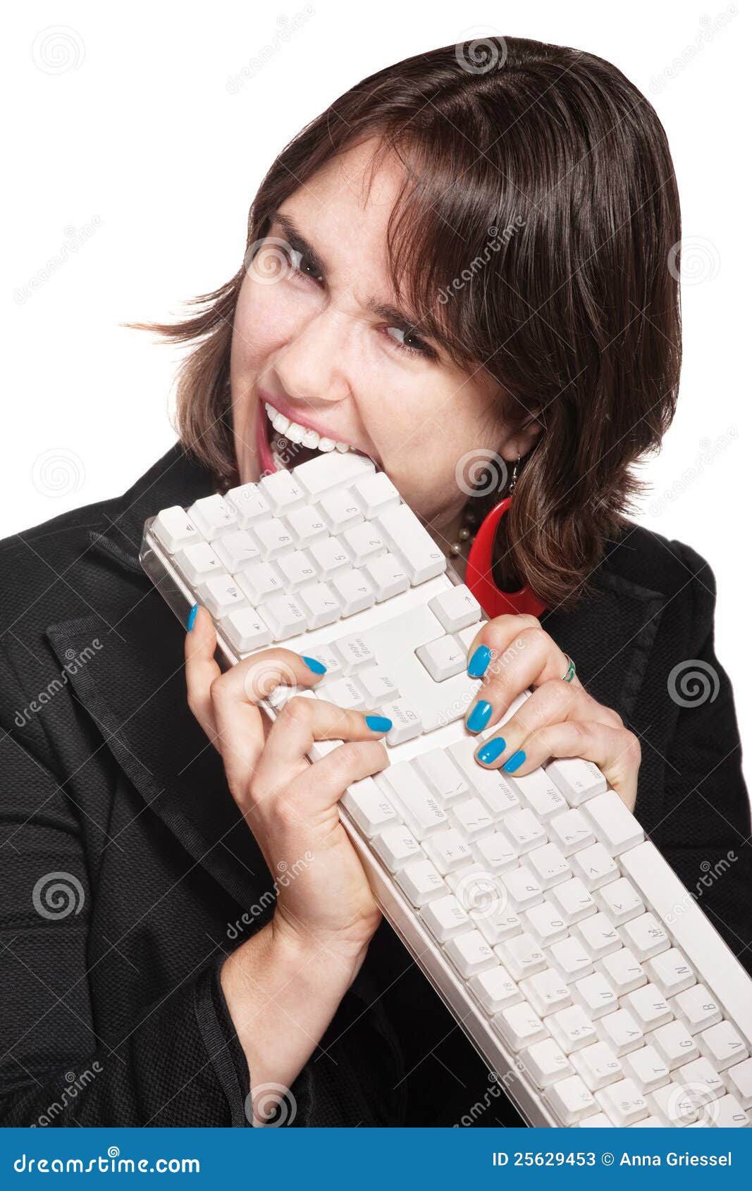 Frustrated Woman Eats Keyboard Stock Image - Image of professional ...