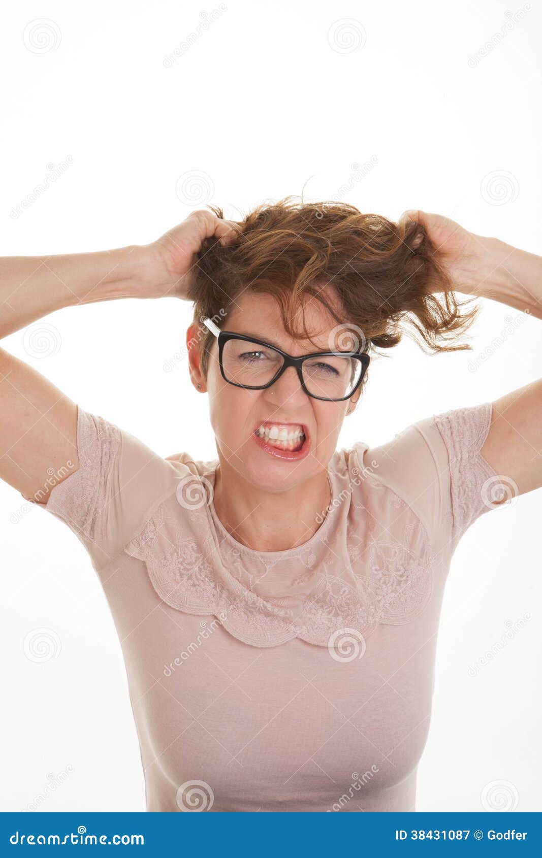 Frustrated Woman Hands To Head Stock Image - Image of head, annoyed ...