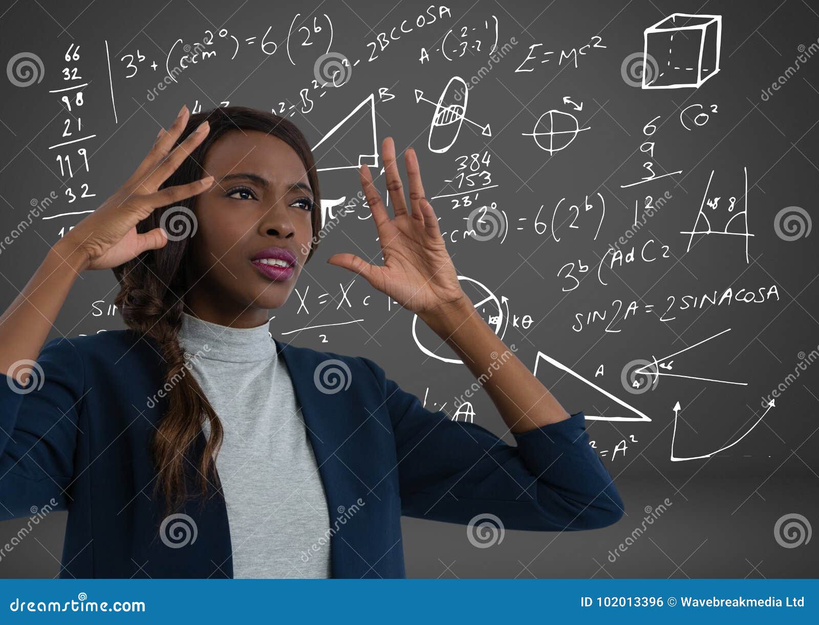 Frustrated Woman with Math Background Stock Photo - Image of digital ...