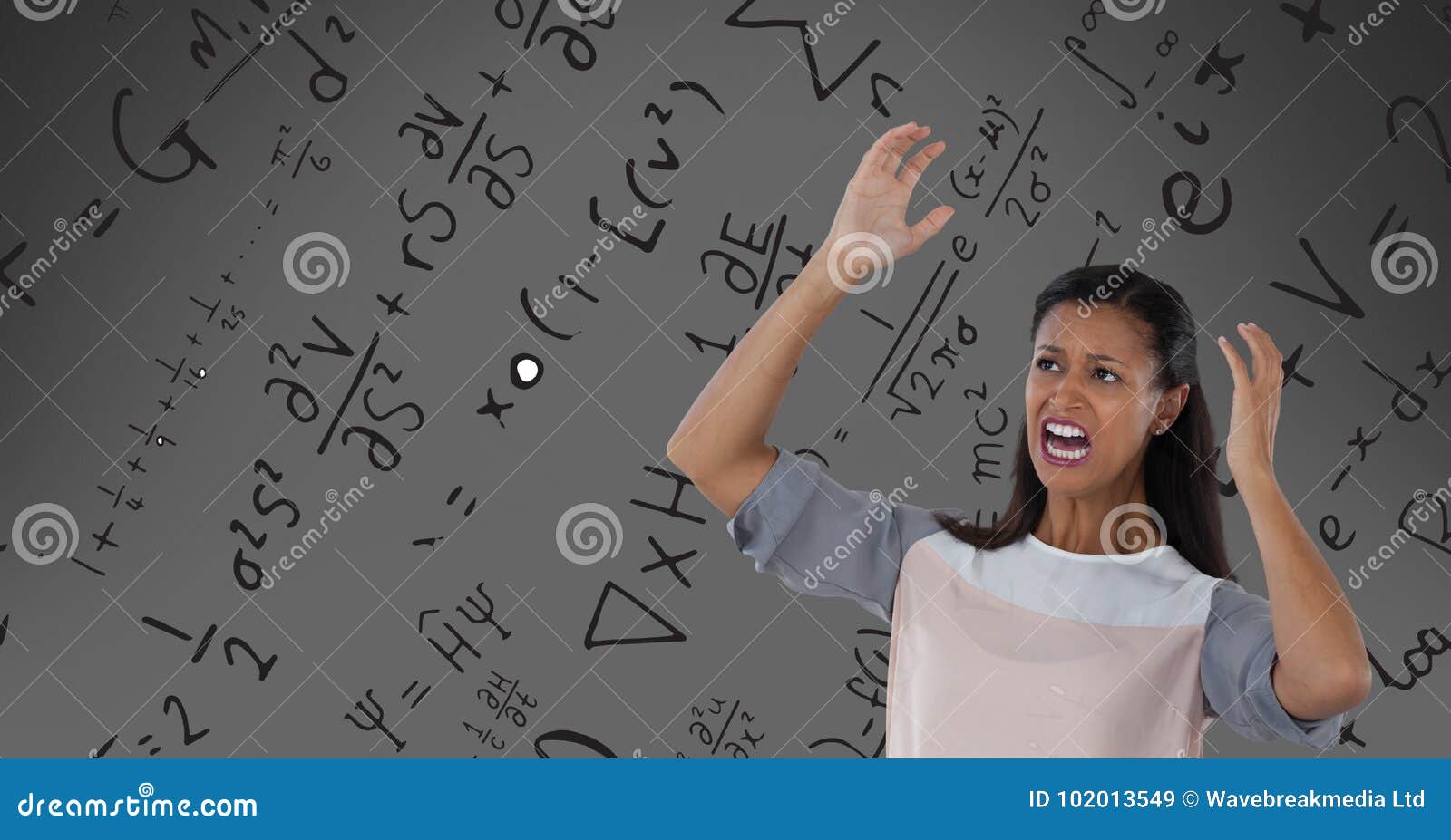 Frustrated Woman with Math Background Stock Image - Image of digital ...