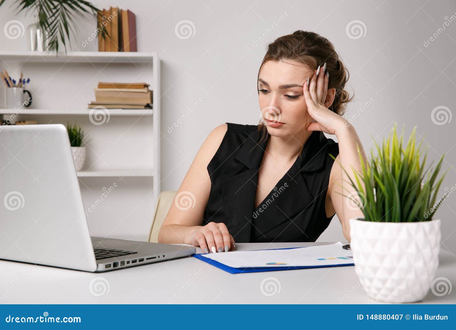 Frustrated Woman in Office. Working on a Computer Concept. Stock Image ...