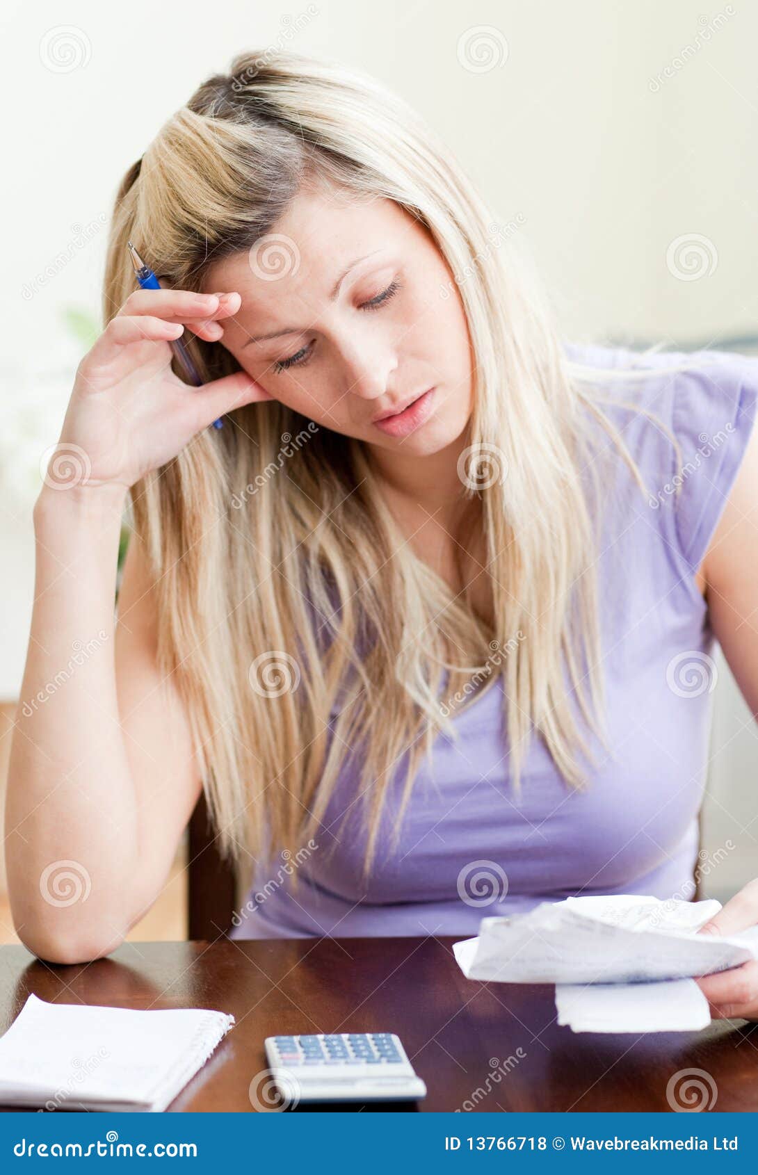 Frustrated Woman Paying Her Bills Stock Photo - Image of finance, home ...