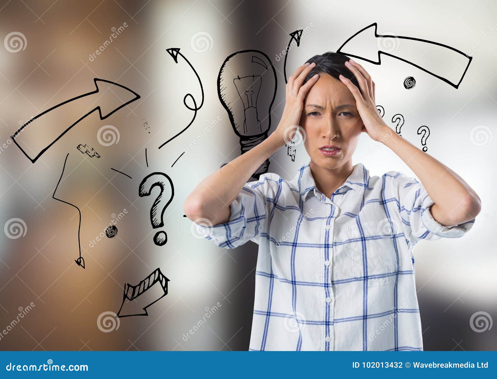 Frustrated Woman with Question Marks Stock Photo - Image of exclamation ...