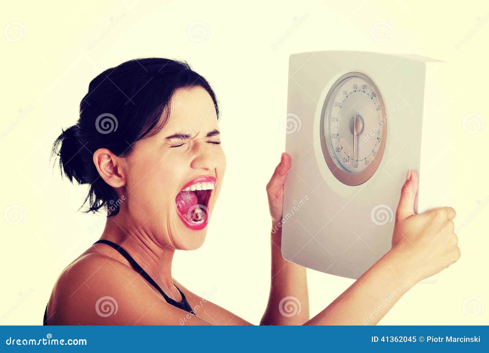 Frustrated Woman with Scale Stock Image - Image of calories, control ...