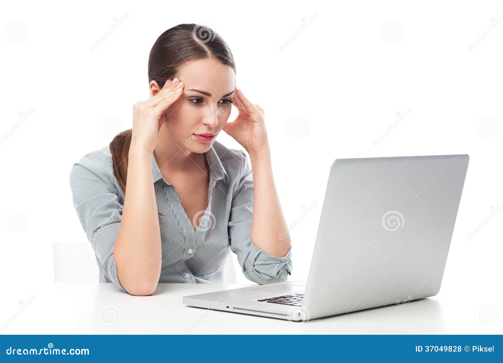 Frustrated Woman Staring at Laptop Stock Photo - Image of upset ...