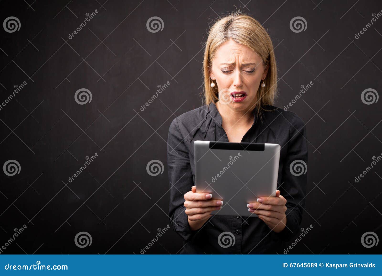 Frustrated Woman Using Tablet Stock Image - Image of people, customer ...