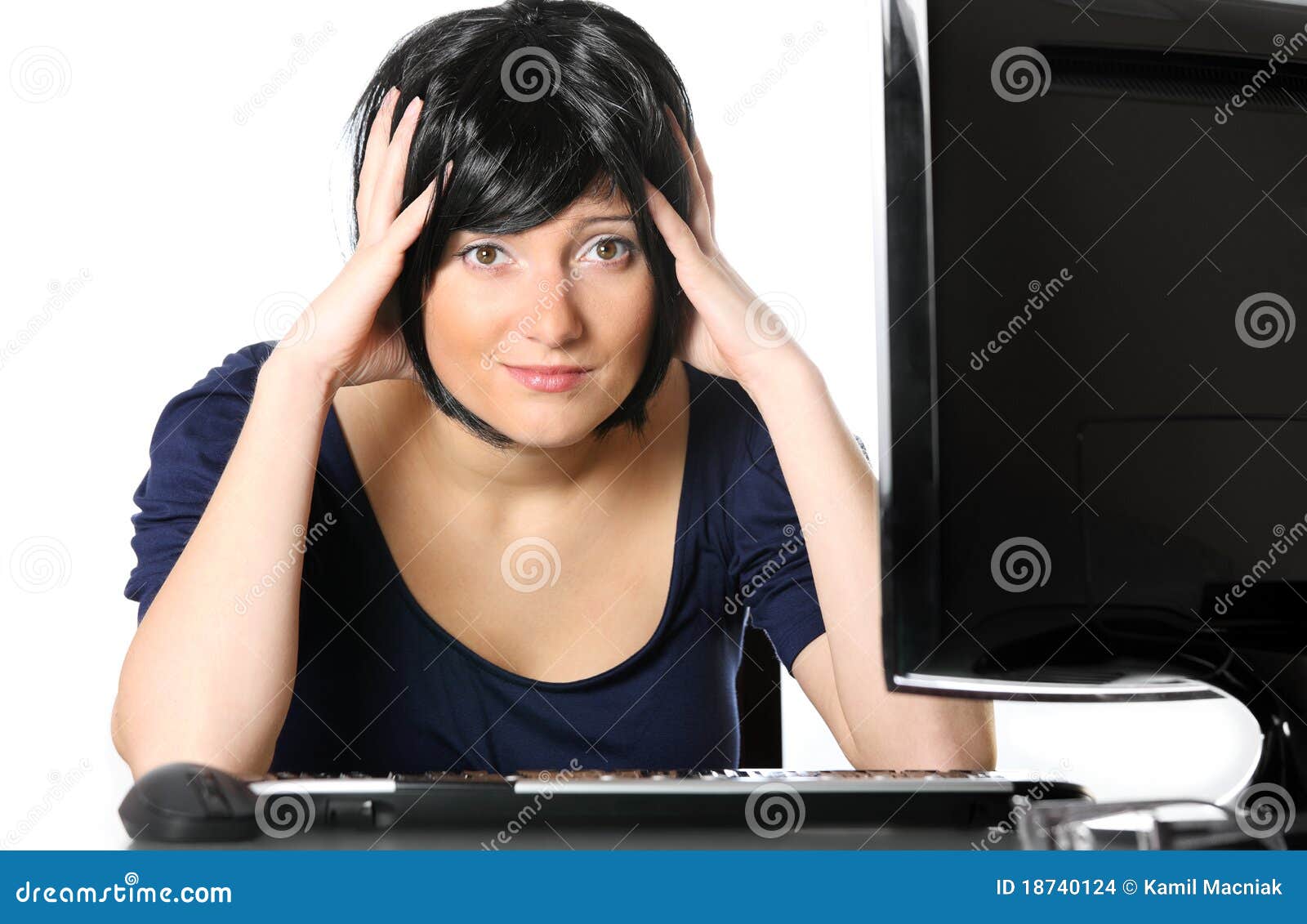 Frustrated woman at work stock photo. Image of people - 18740124