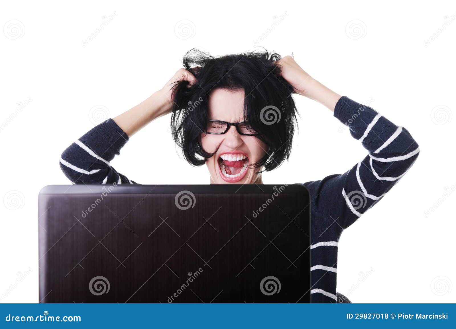 Frustrated Woman Working on Laptop Stock Photo - Image of girl ...