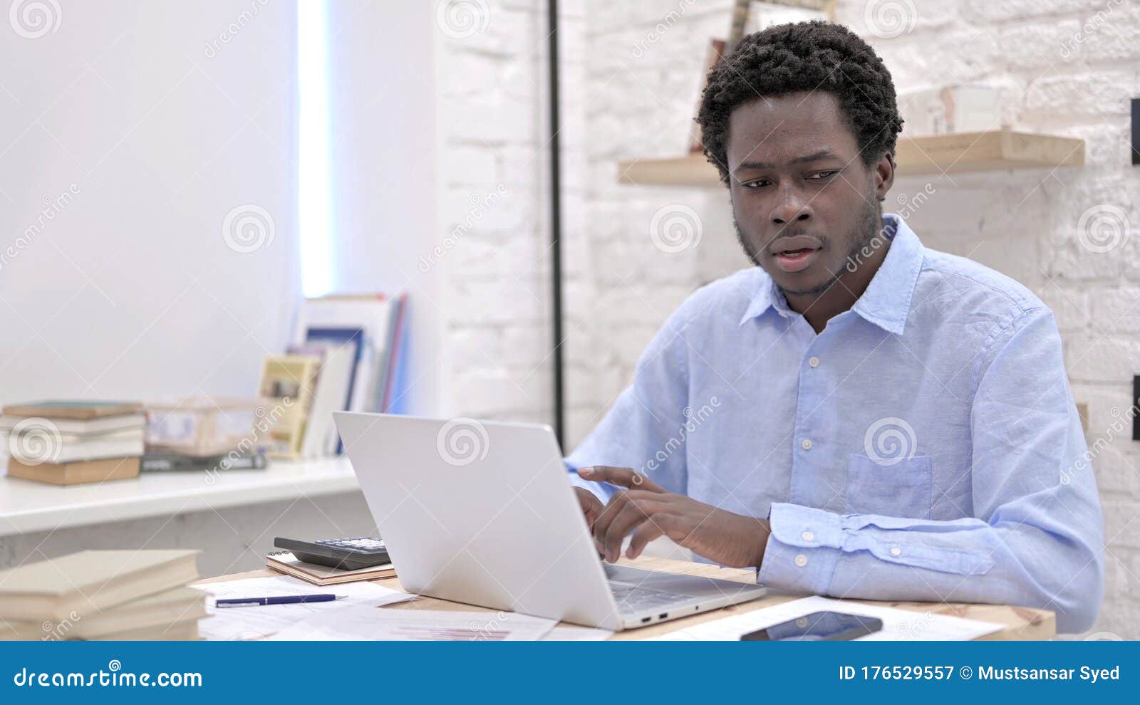 Frustrated Young African Man at Work, Angry Stock Image - Image of ...