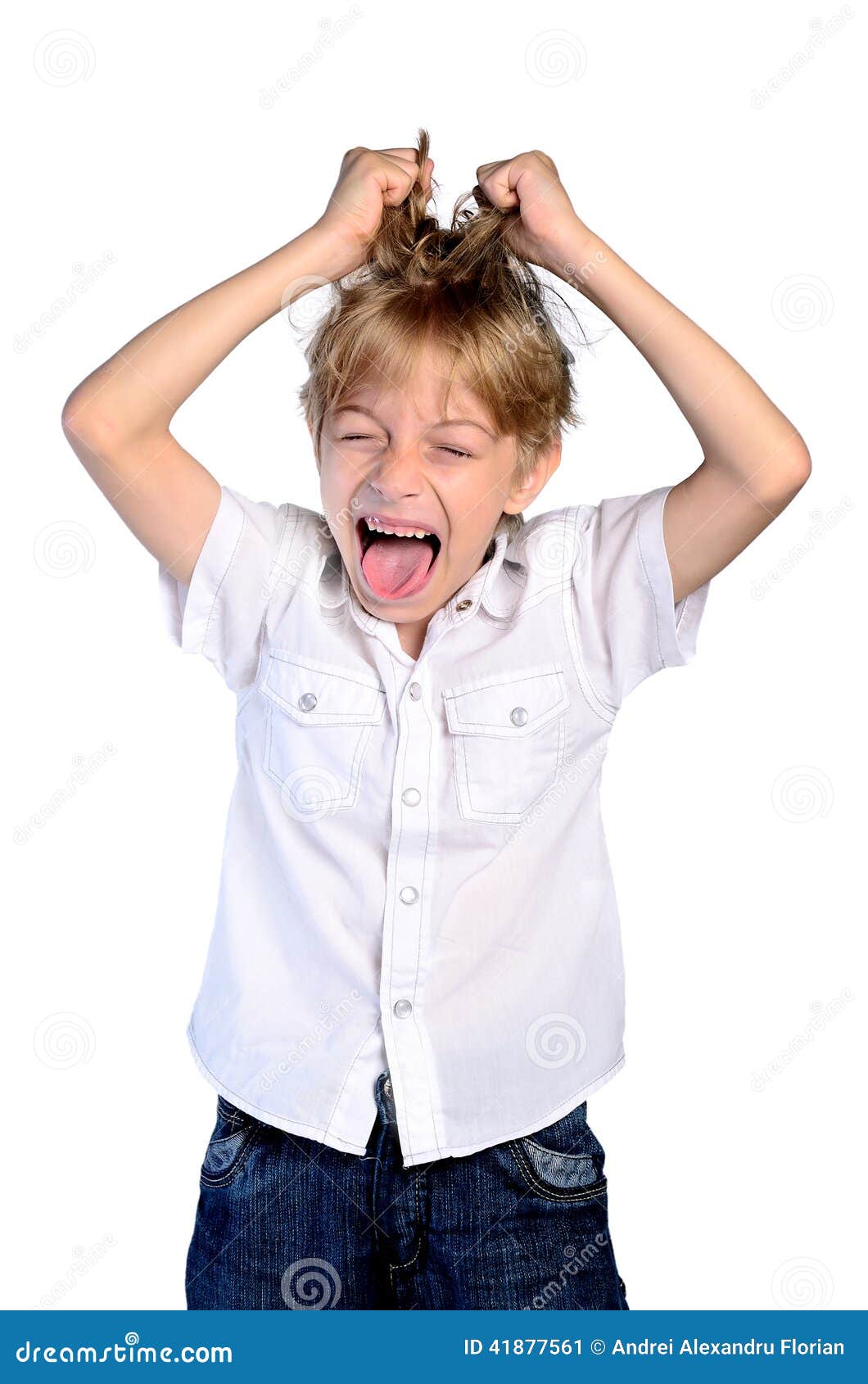 Frustrated young boy stock image. Image of clapper, hair - 41877561