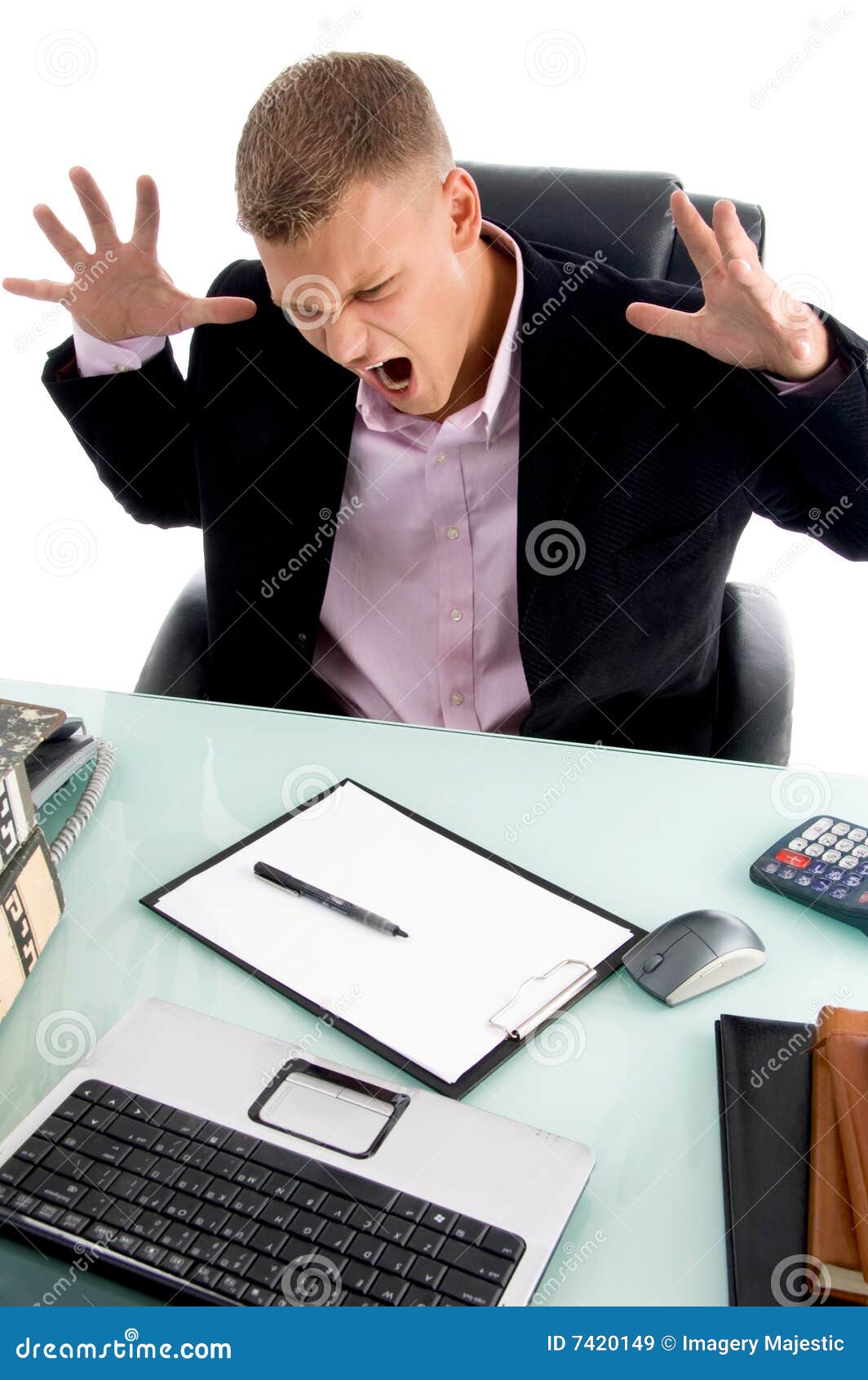 Frustrated young executive stock image. Image of employee - 7420149