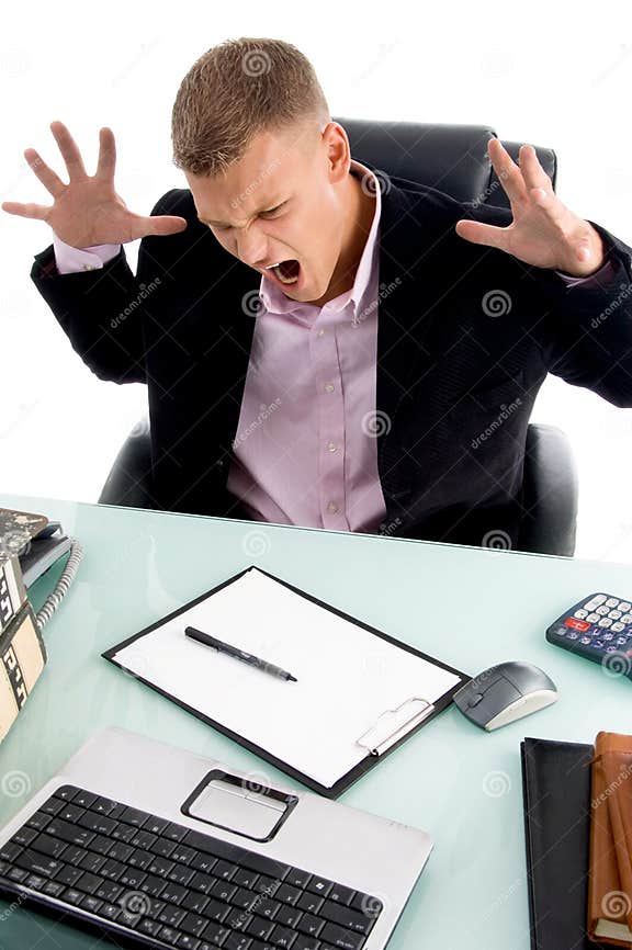 Frustrated young executive stock image. Image of employee - 7420149