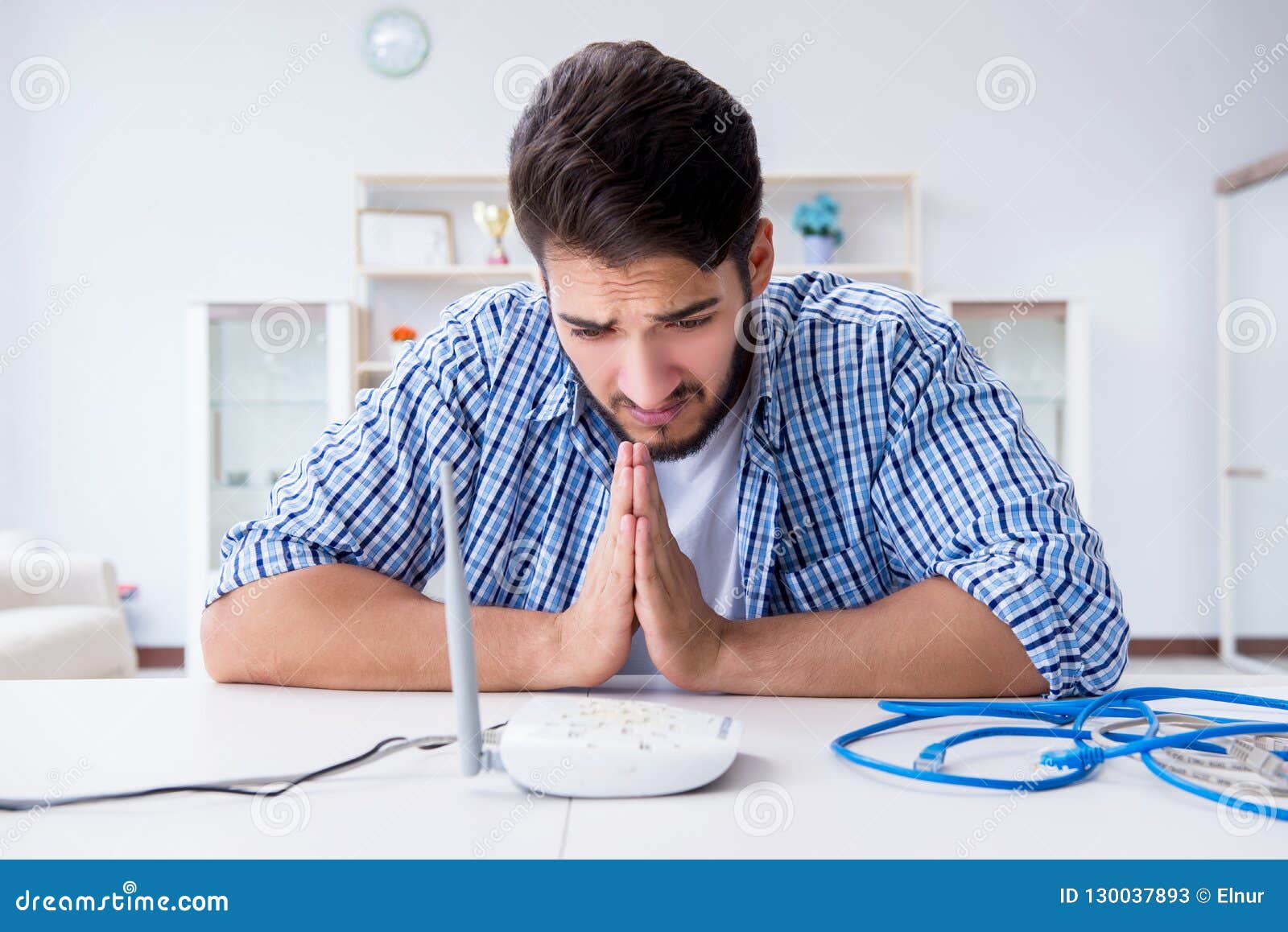 The Frustrated Young Man Due To Weak Internet Reception Stock Image ...