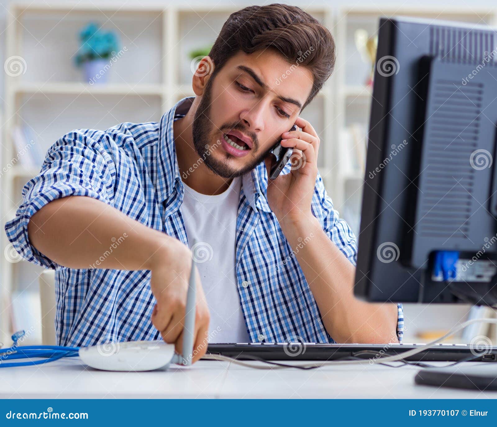 Frustrated Young Man Due To Weak Internet Reception Stock Image - Image ...