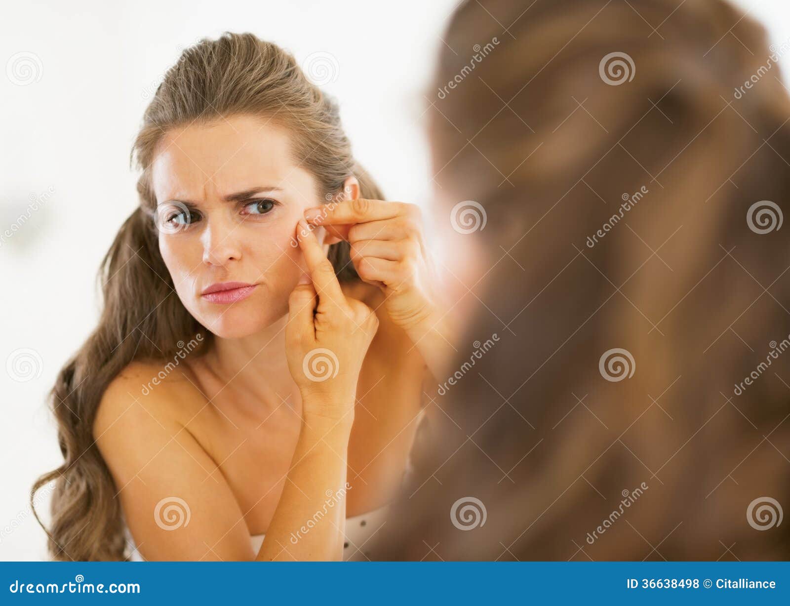 Frustrated Young Woman Squeezing Acne Stock Photo - Image of ... Frustrated Young Woman Squeezing Acne Stock Photo - Image of ...