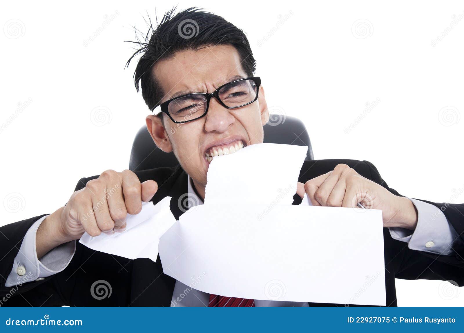 Frustration Businessman Tearing Documents Stock Image - Image of ...