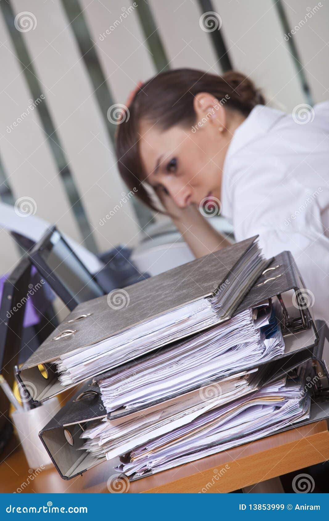 Frustration by work stock image. Image of tired, folders - 13853999
