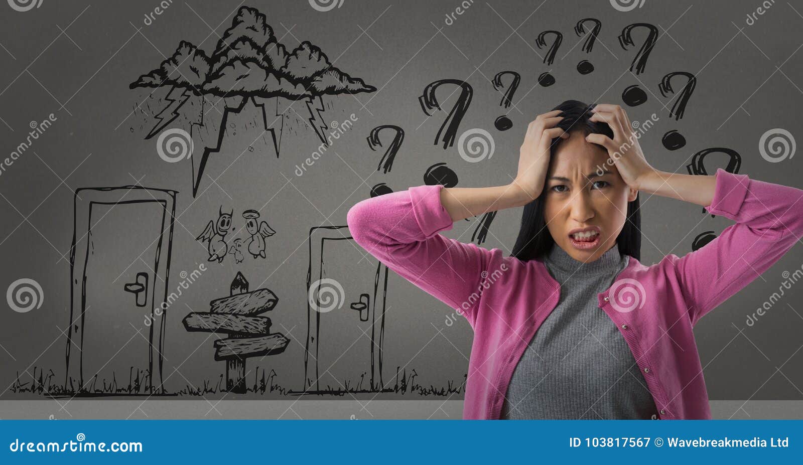 Frustrierte Frau Mit Fragezeichen Stockbild - Bild von digital ...