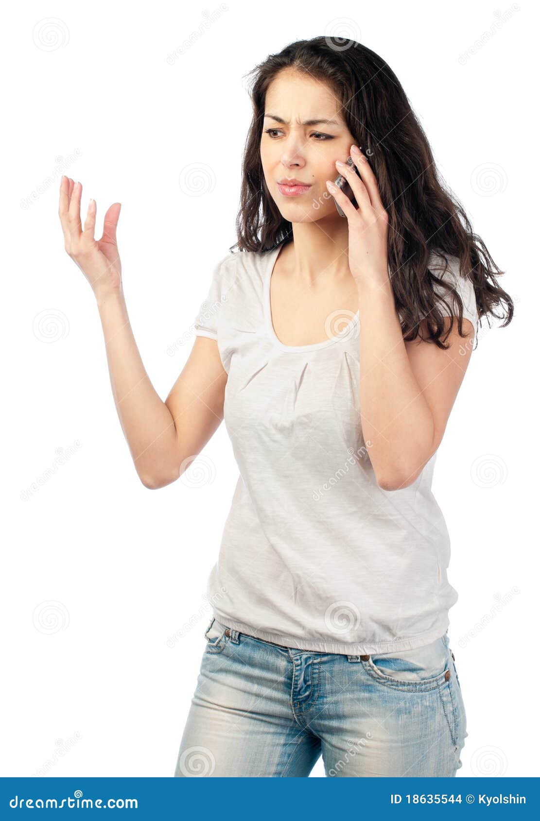 Frustrierte Junge Frau am Telefon Stockfoto - Bild von betrieb, telefon ...