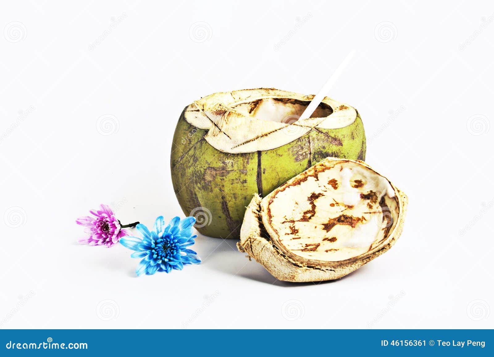 Fruta del coco con la flor imagen de archivo. Imagen de duro - 46156361