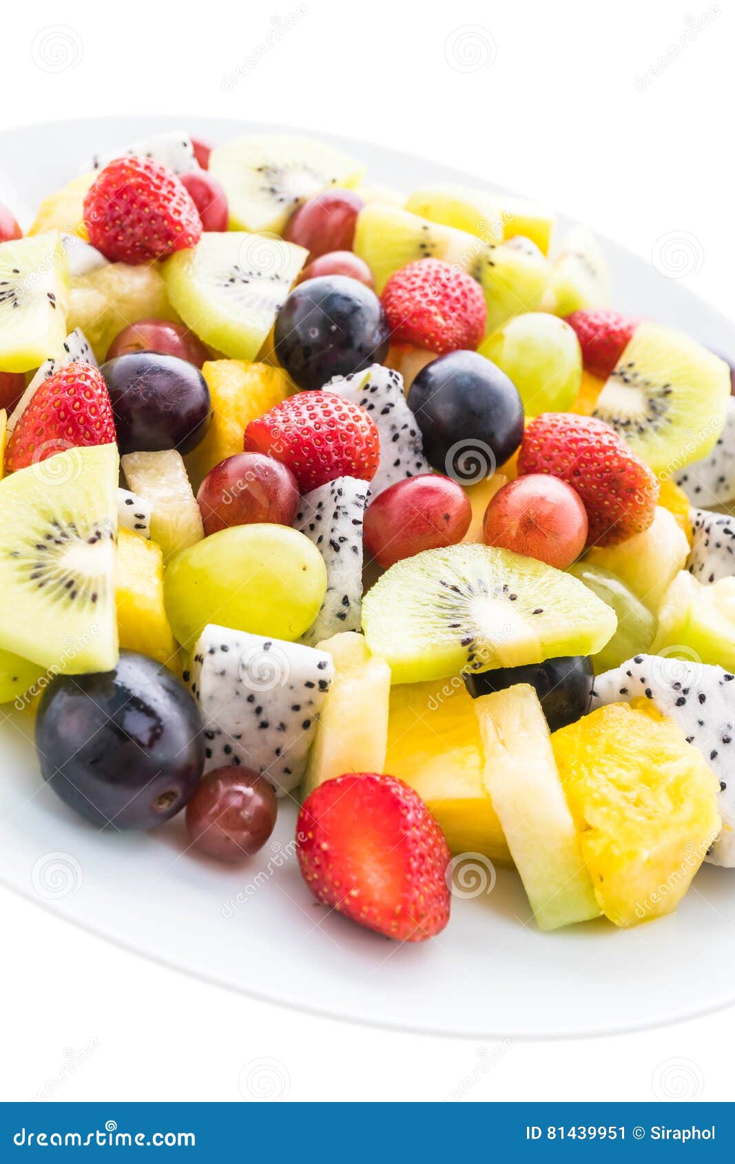 Fruta Mezclada En La Placa Blanca Imagen de archivo - Imagen de fresco ...