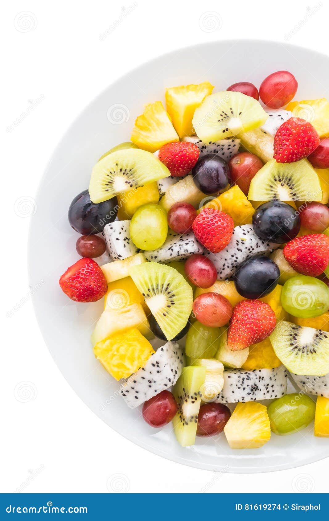 Fruta Mezclada En La Placa Blanca Foto de archivo - Imagen de frutas ...