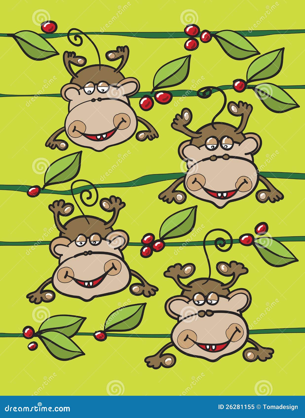 Frutas E Folhas Dos Macacos Ilustração do Vetor - Ilustração de ...