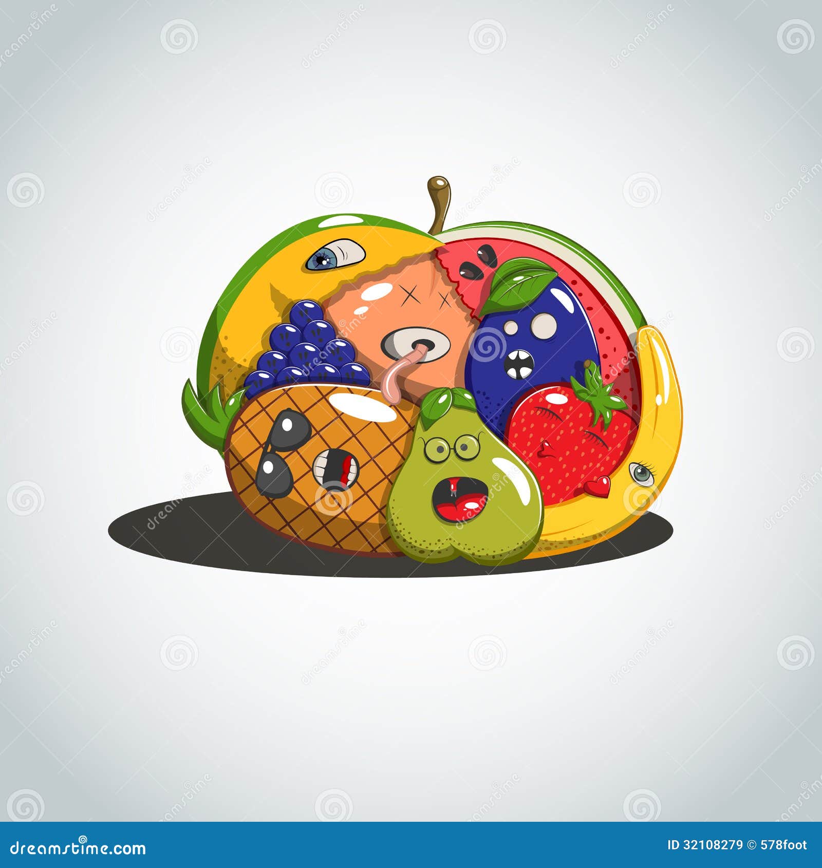 Frutas locas ilustración del vector. Ilustración de lindo - 32108279