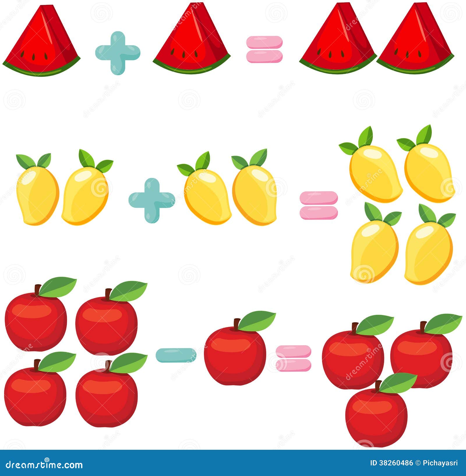 Frutas Para Aprender Matemáticas Ilustración del Vector - Ilustración ...