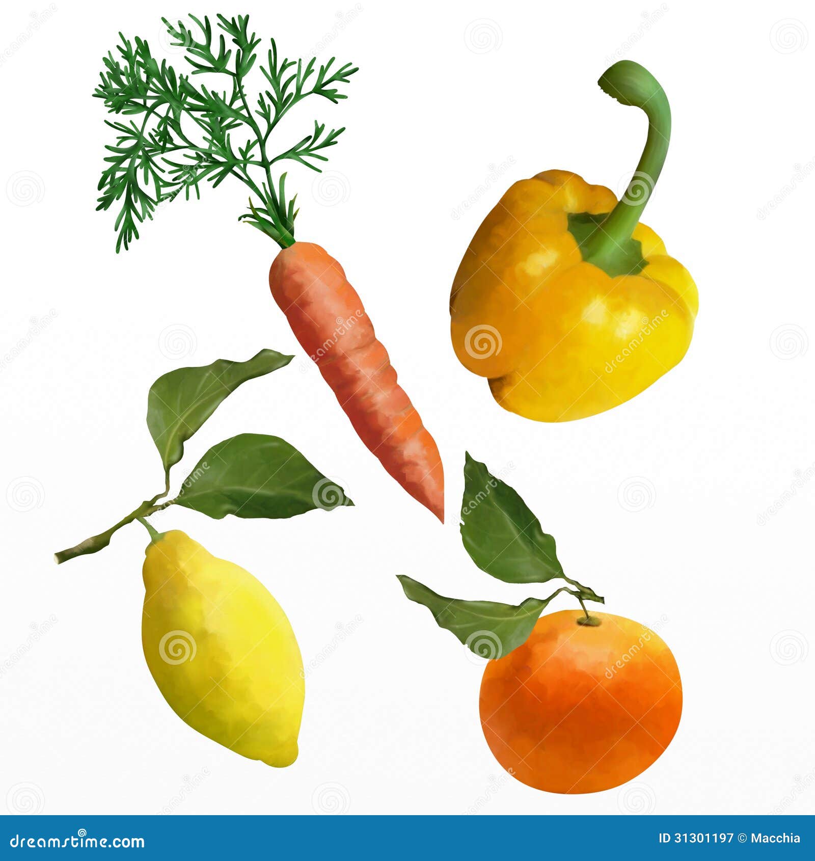 Frutas y verduras stock de ilustración. Ilustración de amarillo - 31301197